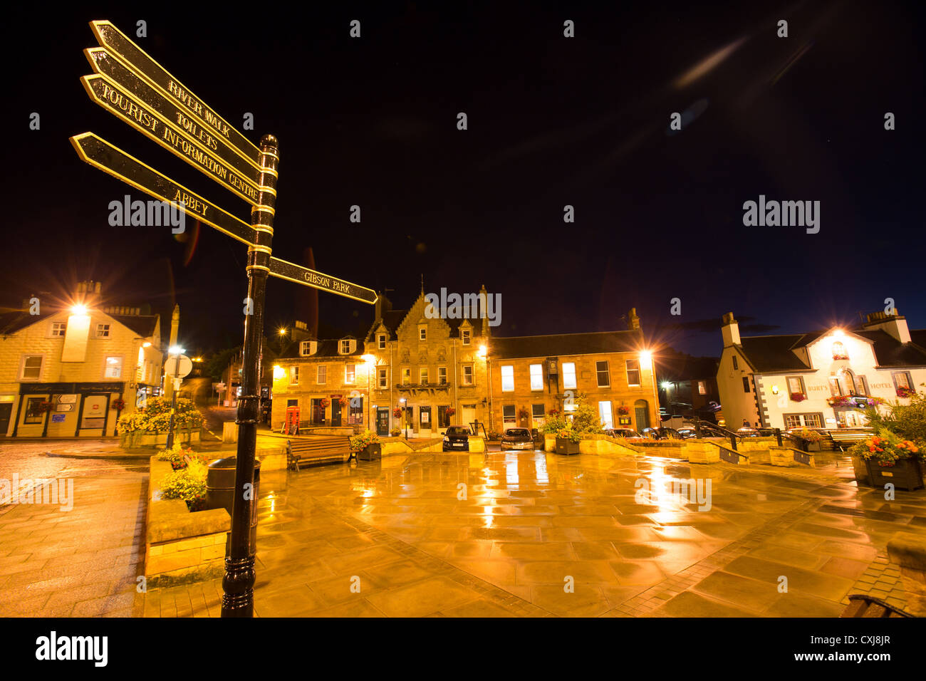 Town of Melrose, Scotland. Evening view of Melrose Town Centre shortly ...