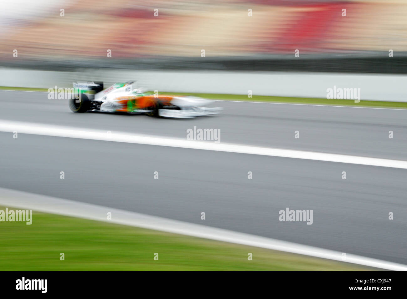 Adrian Sutil driving Force India team Formula One car at Montmelo ...