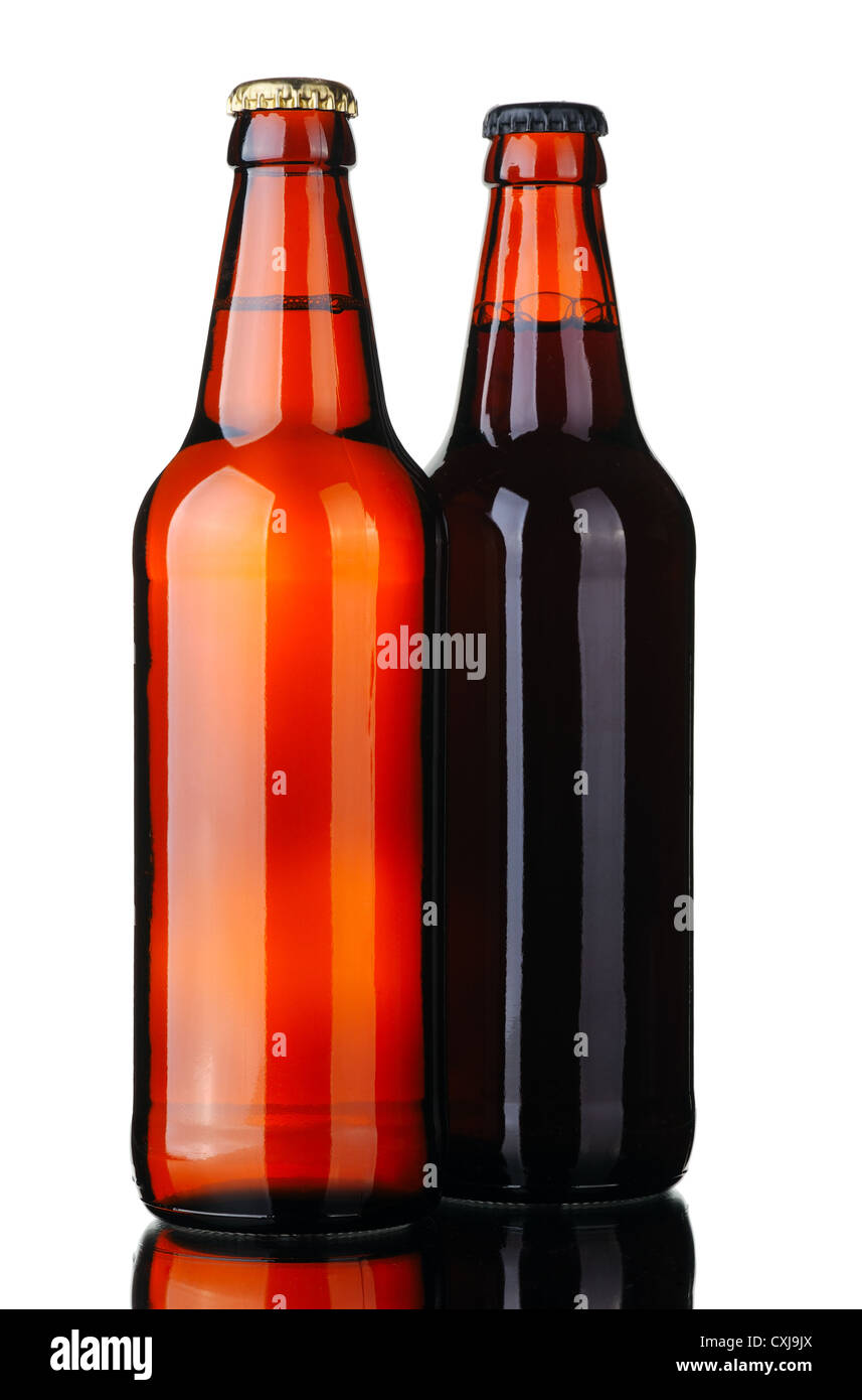 Two bottles of beer and glass Stock Photo - Alamy