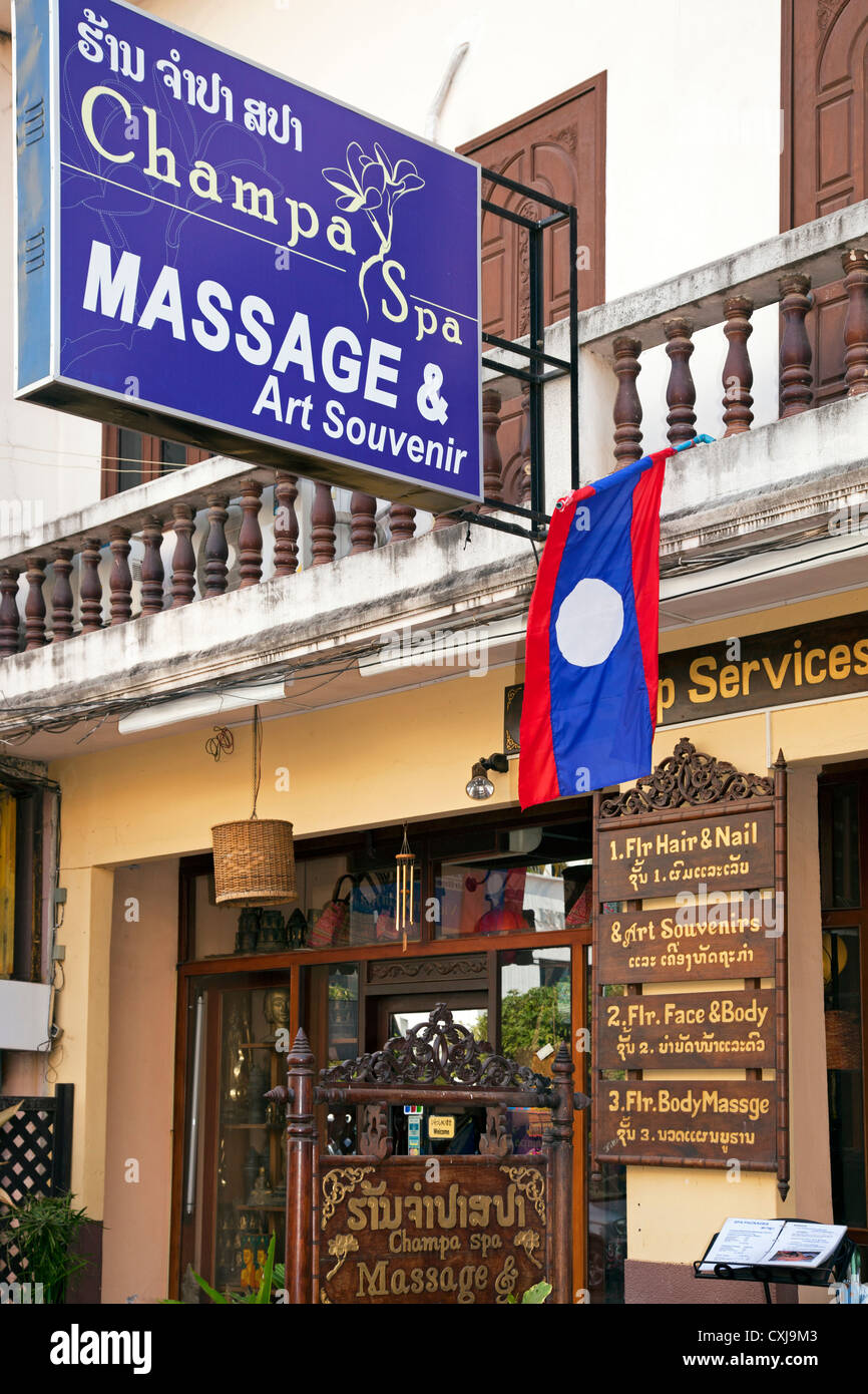 Spa massage sign, Vientiane, Laos Stock Photo - Alamy