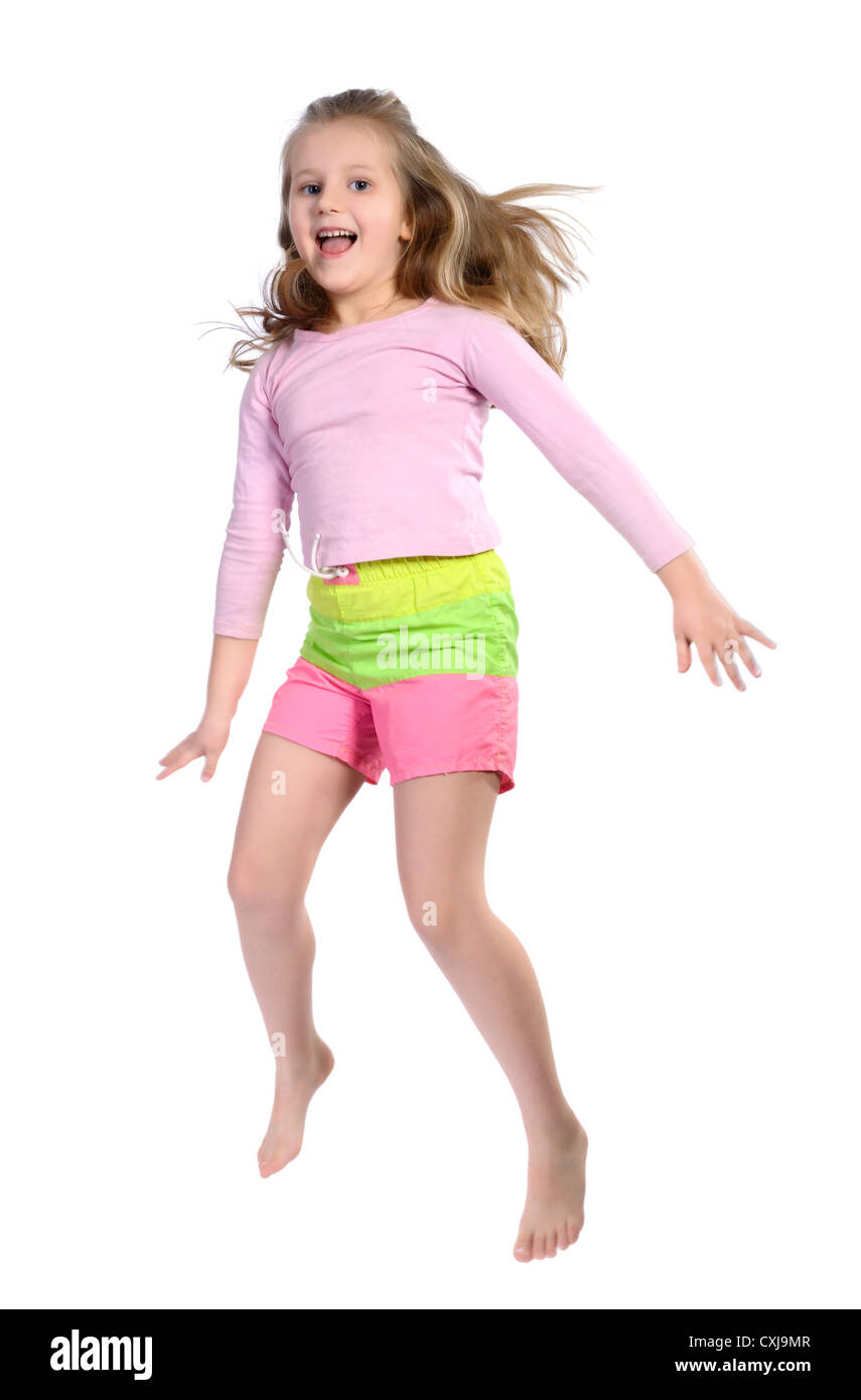 Jumping girl, isolated Stock Photo - Alamy