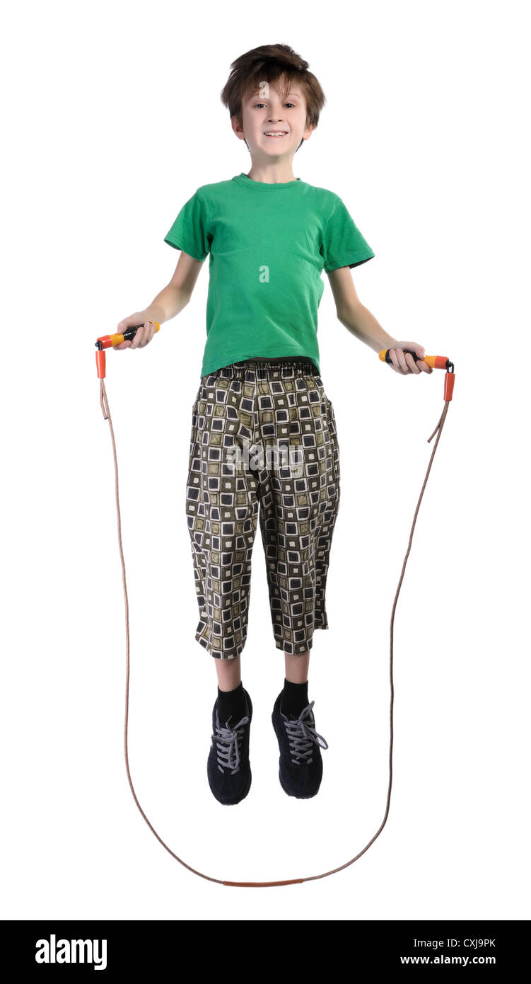 The boy jumping rope, isolated Stock Photo - Alamy