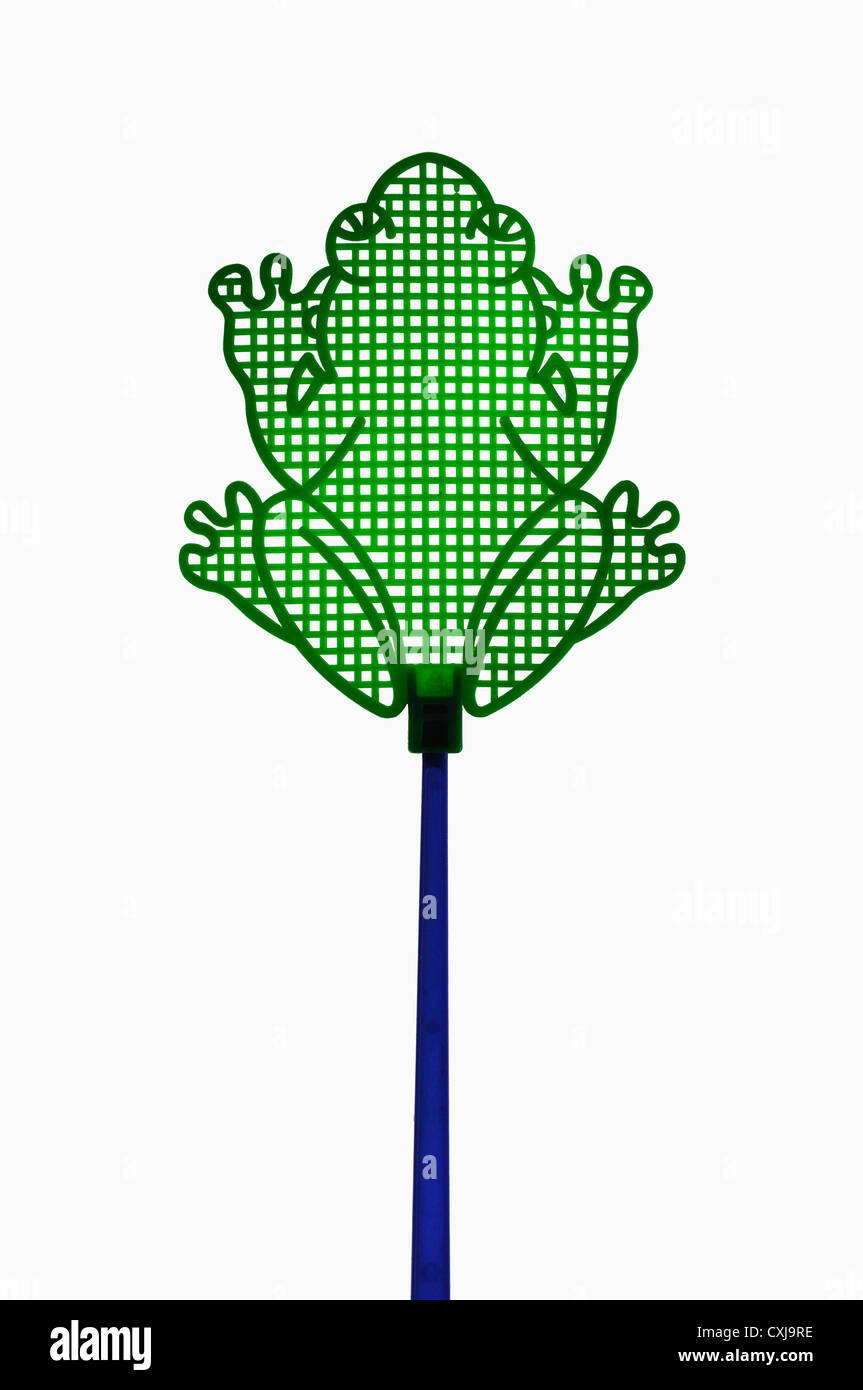 Frog shaped fly swatter on white background, close up Stock Photo - Alamy
