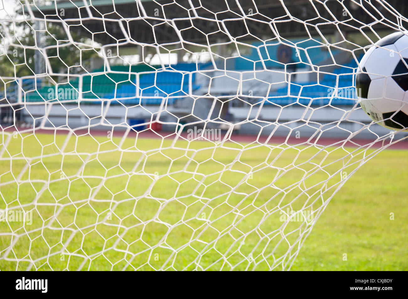 Ball in goal for score Stock Photo - Alamy
