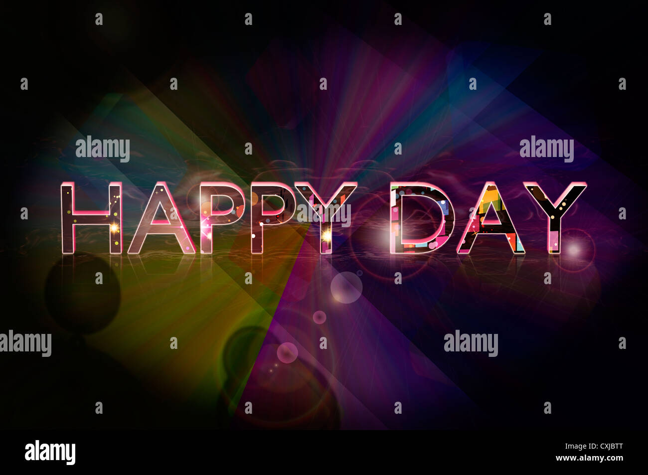 Digital illustration of the phrase Happy Day in 3d in computer design ...