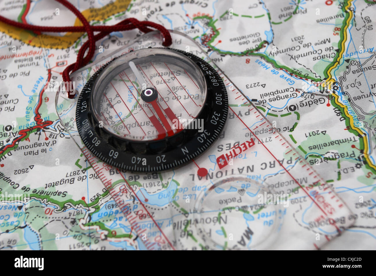 Image of a Compass on a Map Stock Photo - Alamy
