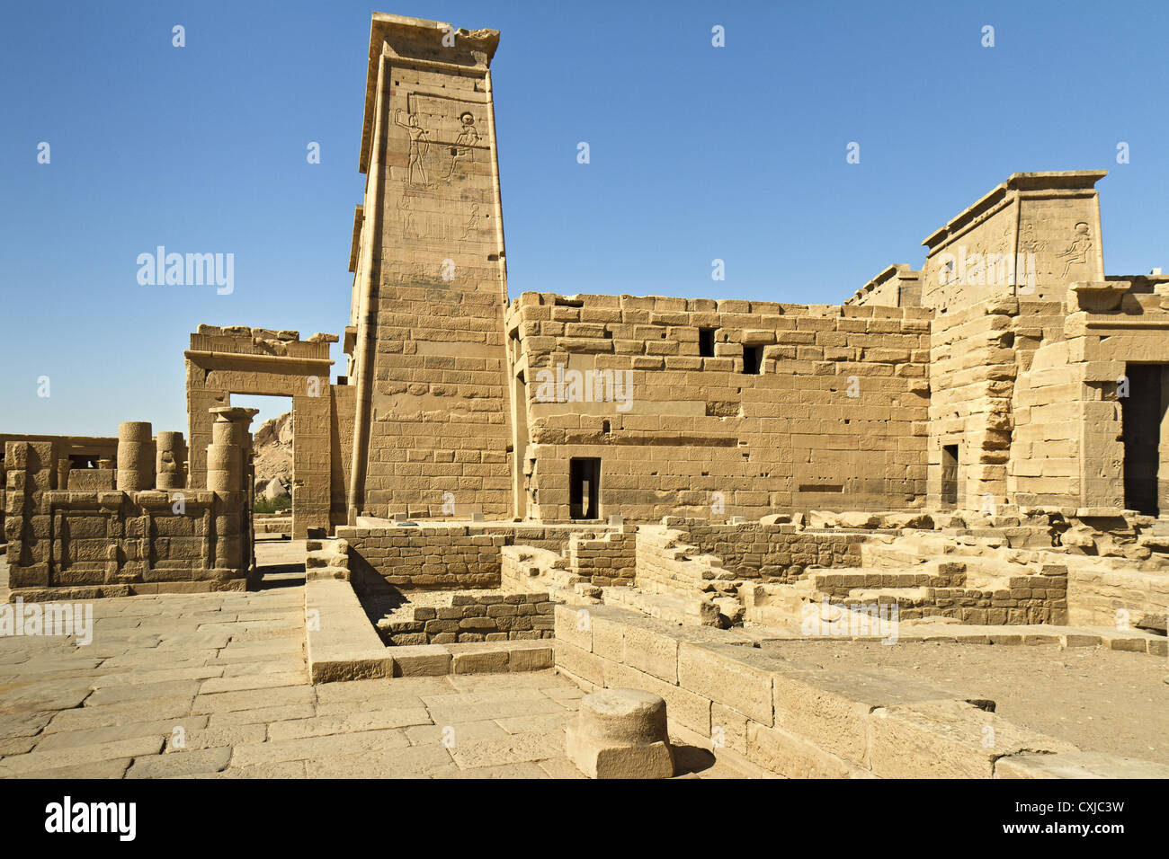 Egypt Aswan Philae Temple Side View Stock Photo - Alamy