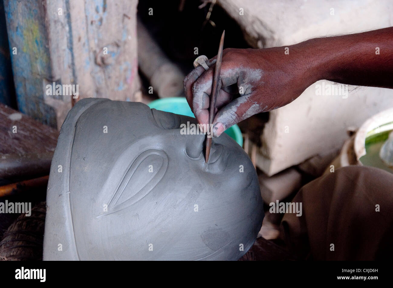 clay model of goddess Durga Stock Photo - Alamy