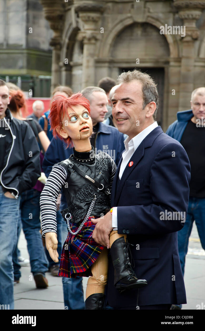 Man with goth doll puppet in the Royal Mile, Edinburgh, Scotland ...