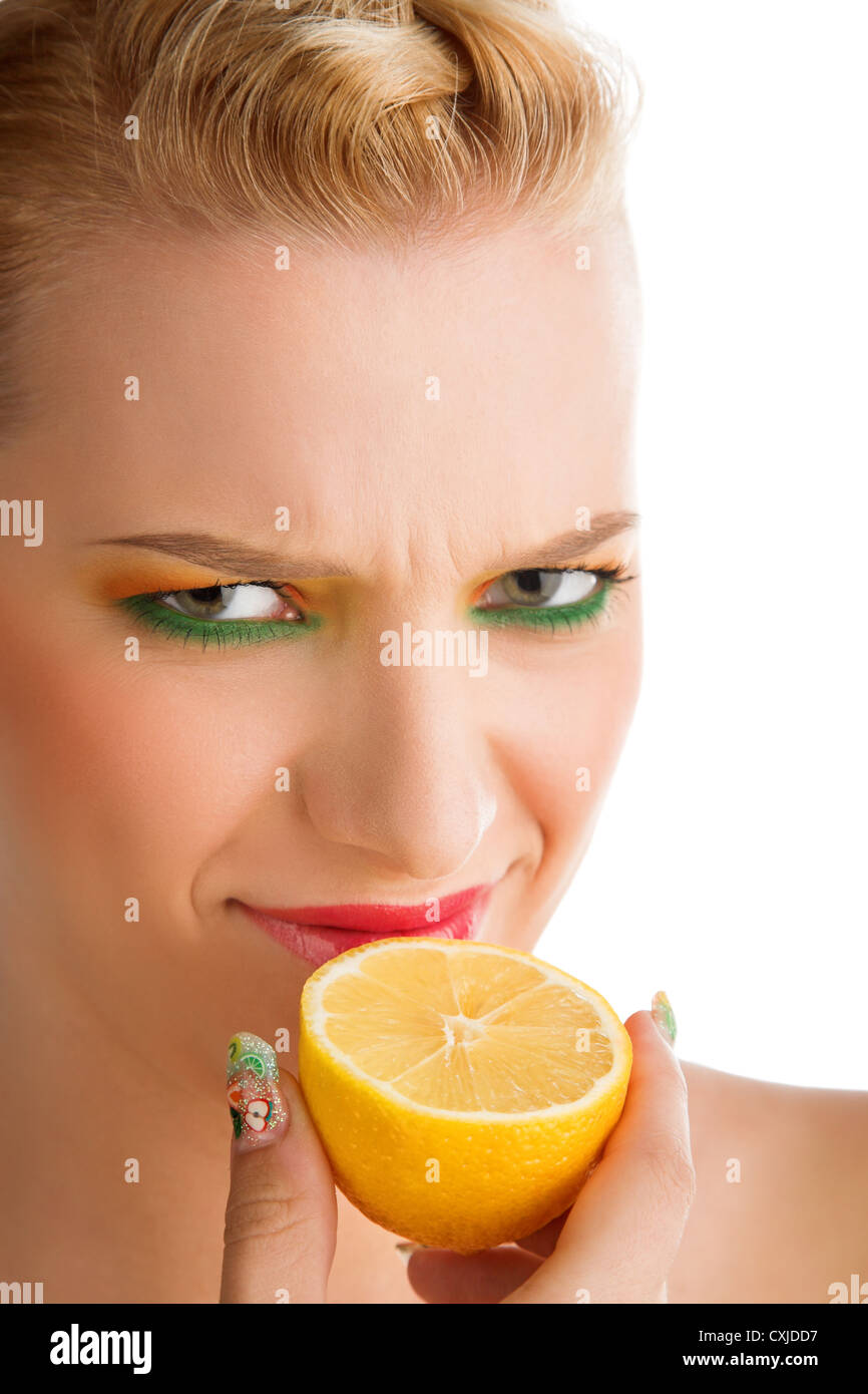 woman with lemon Stock Photo - Alamy