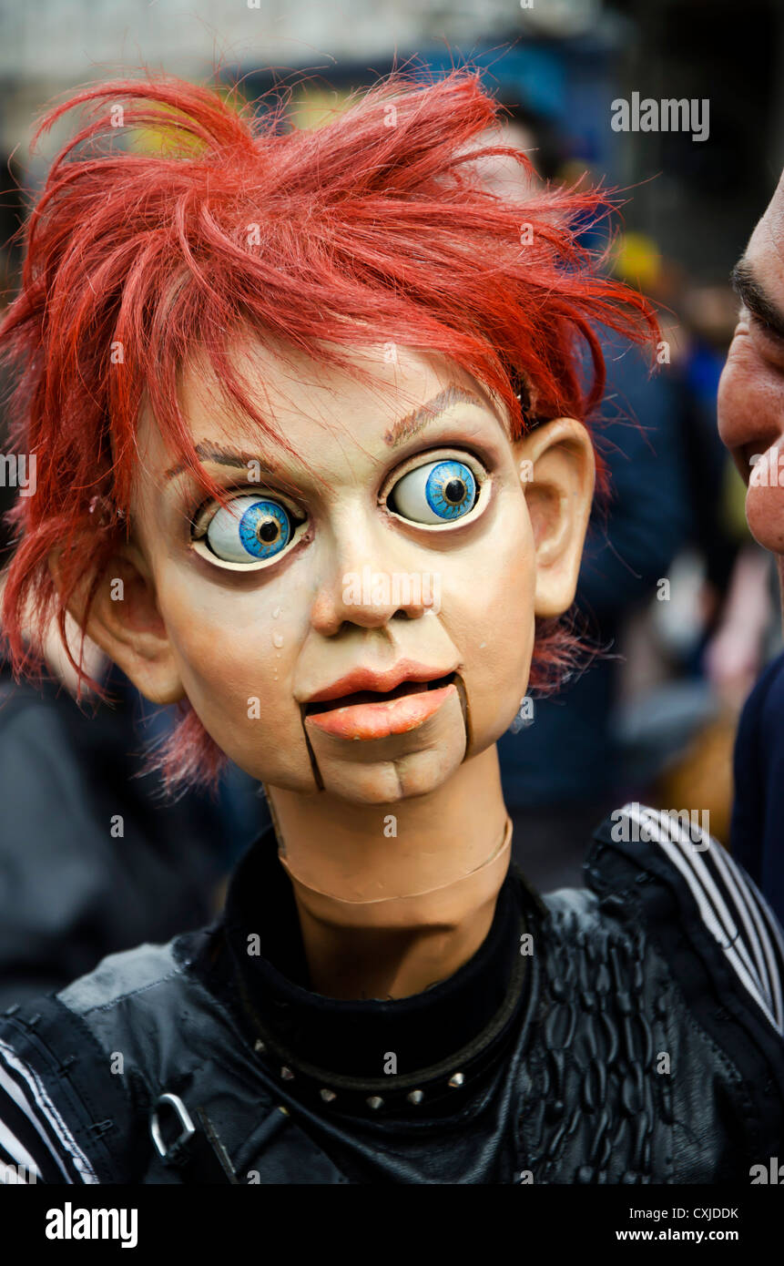 Goth doll puppet in the Royal Mile, Edinburgh, Scotland, during the ...