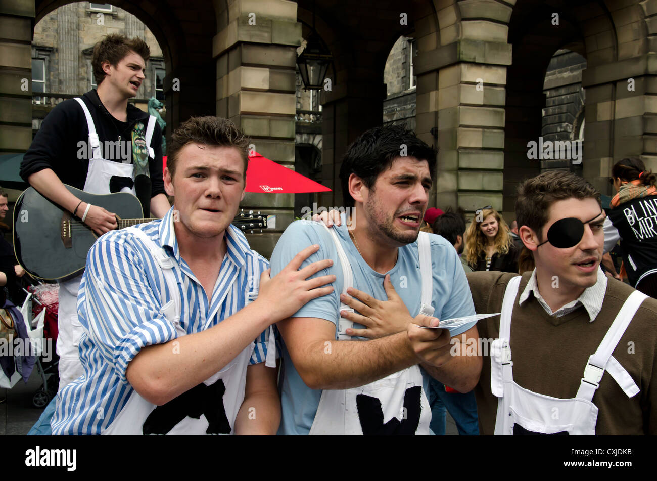 "Crying" men promoting a show in the Edinburgh Festival Fringe ...