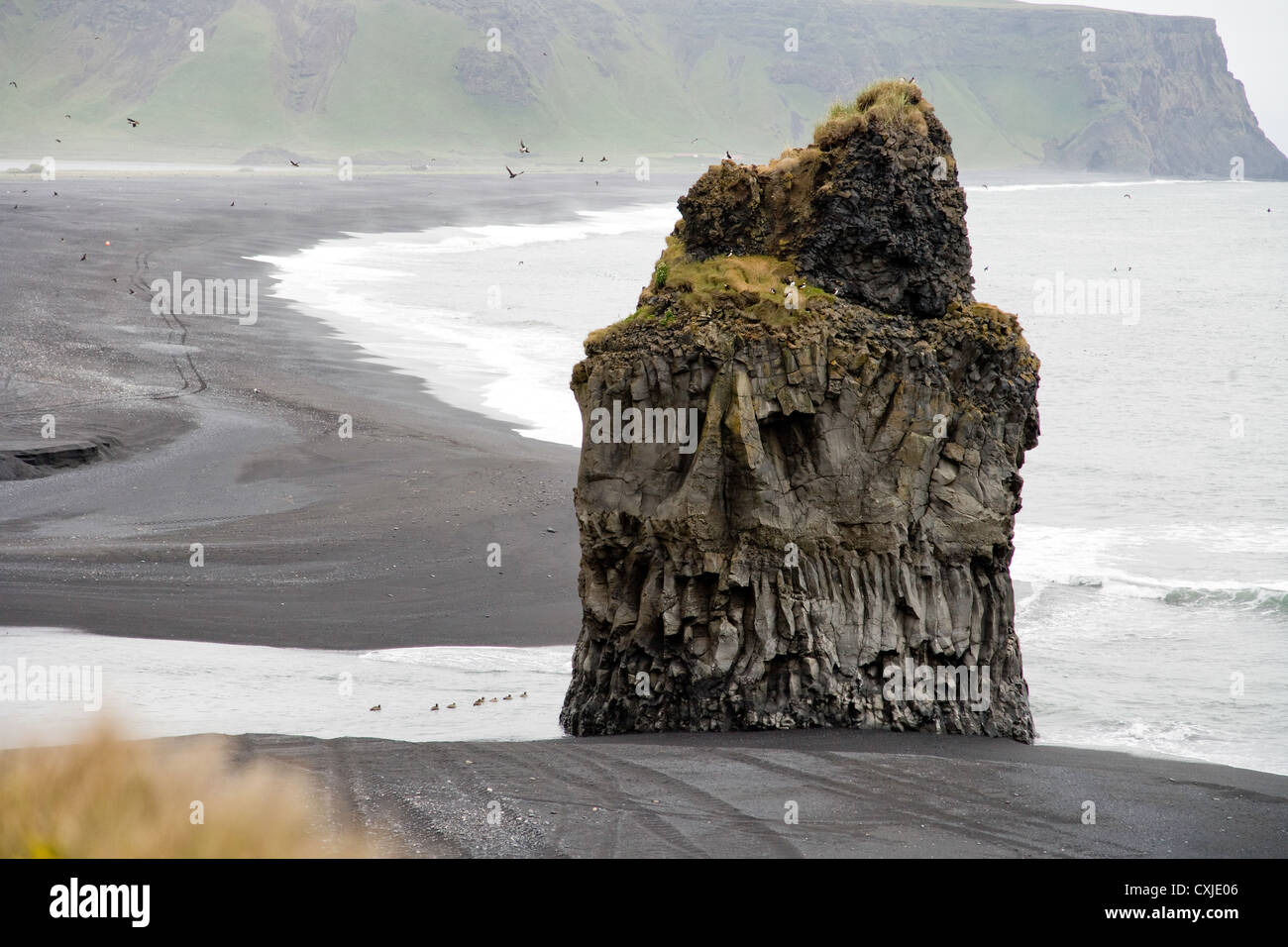 Basalt rock in black beach at Kap Dyrholaey, near Vik, Iceland, Europe ...