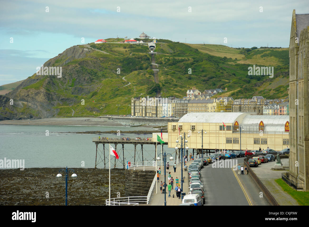 Aberystwyth with Cliff Railway in the Background Stock Photo - Alamy