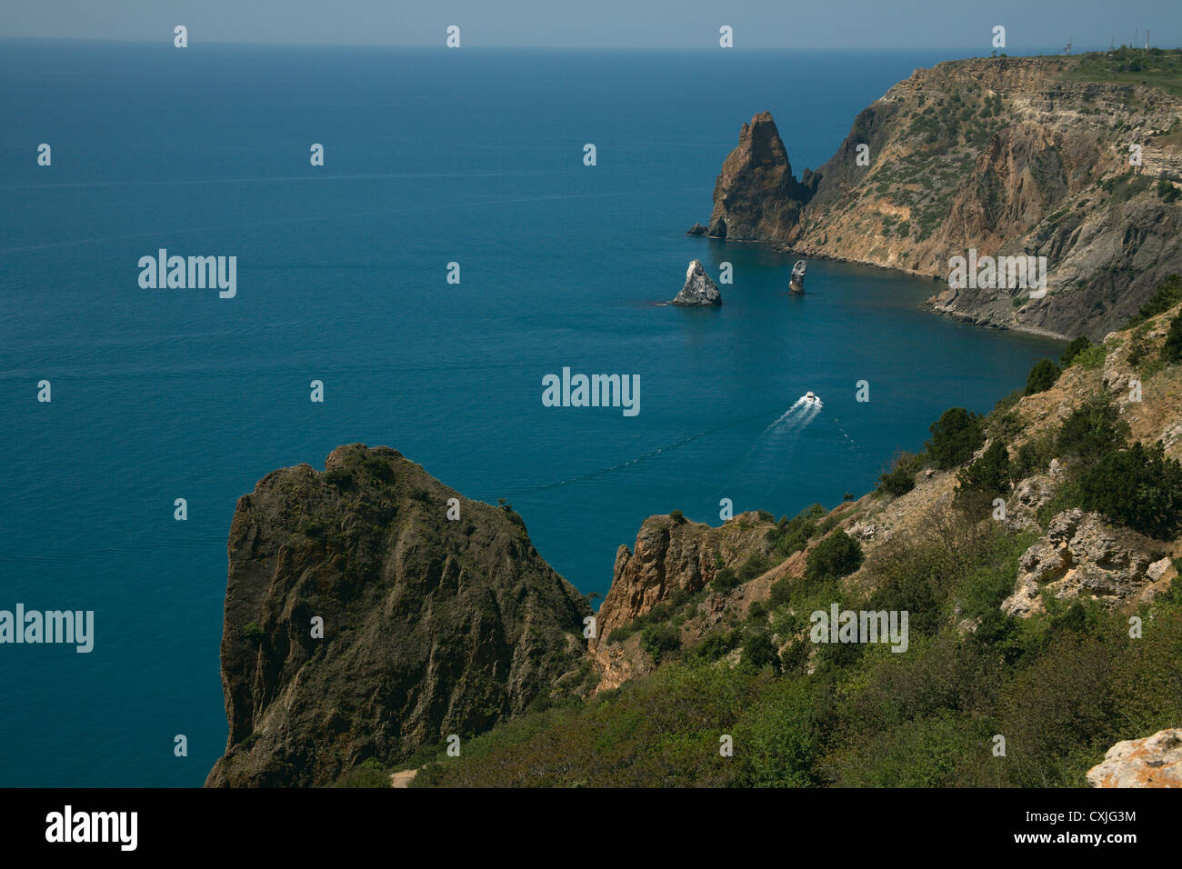 The fine warm sea. Absolutely wild beach of peninsula Crimea Stock ...