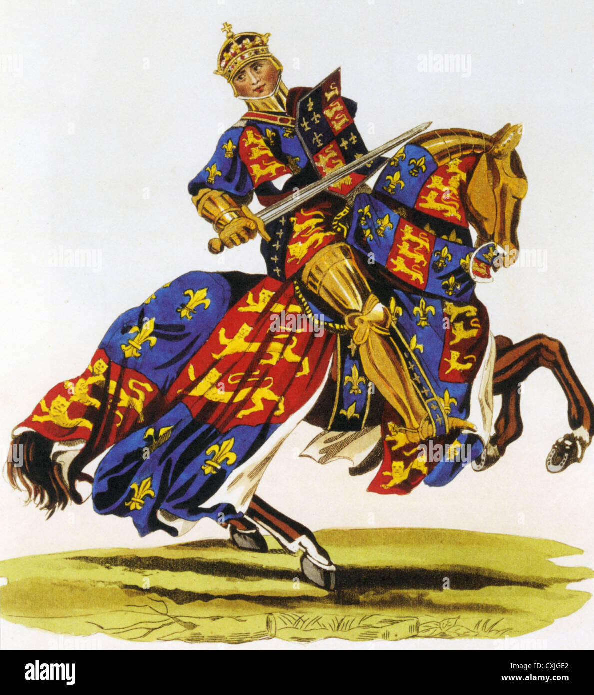 KING HENRY VI OF ENGLAND in a colourful early 19th century engraving ...