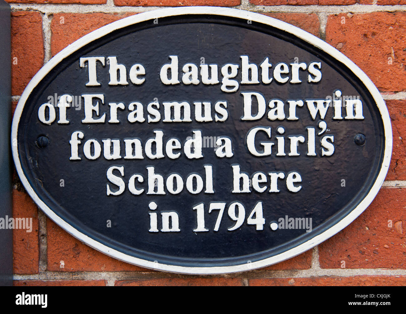 Plaque for Erasmus Darwin on the site of "Miss Parkers School ...
