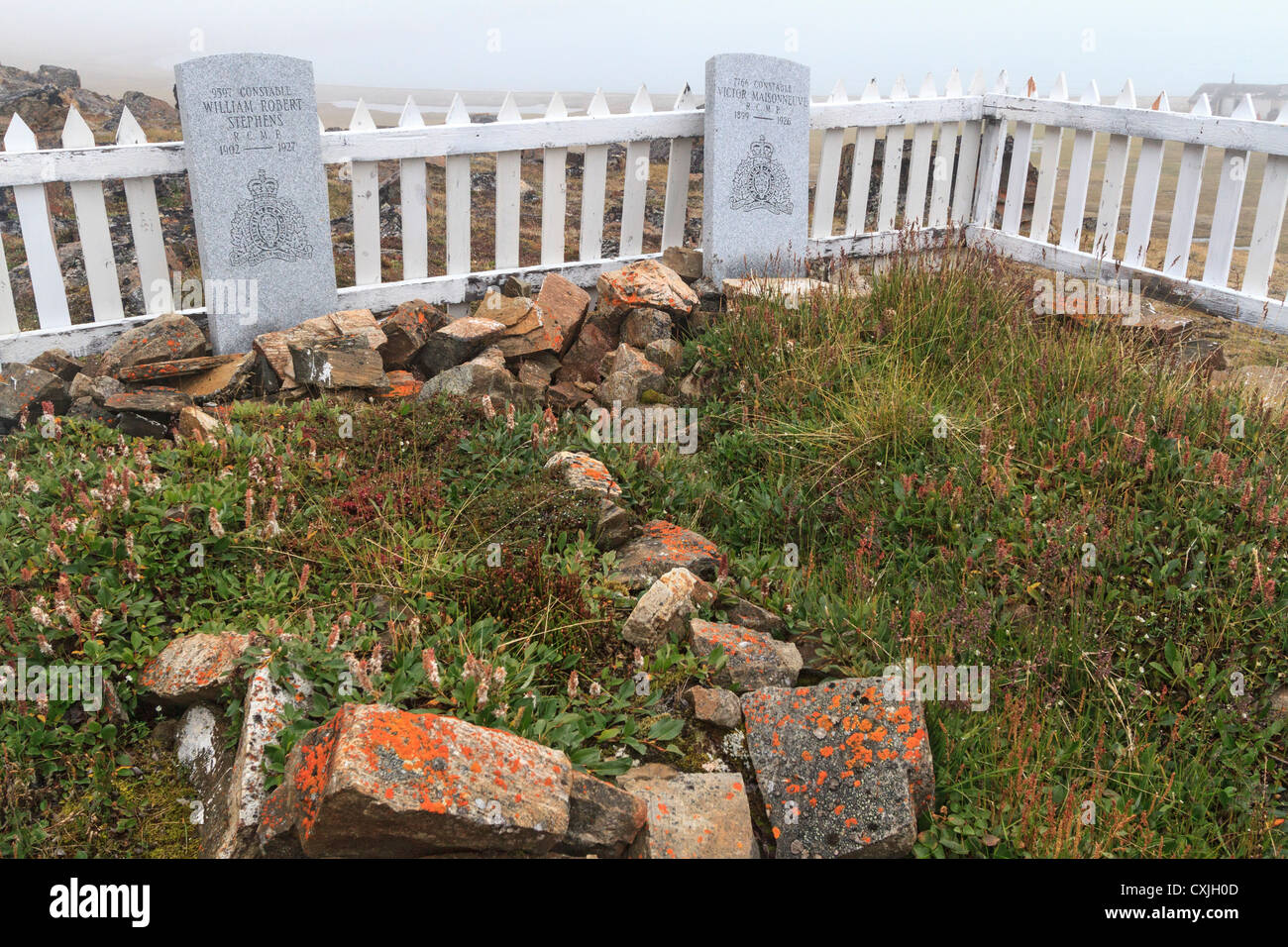 Cemetery on a hill overlooking the RCMP (Royal Canadian Mounted Police ...