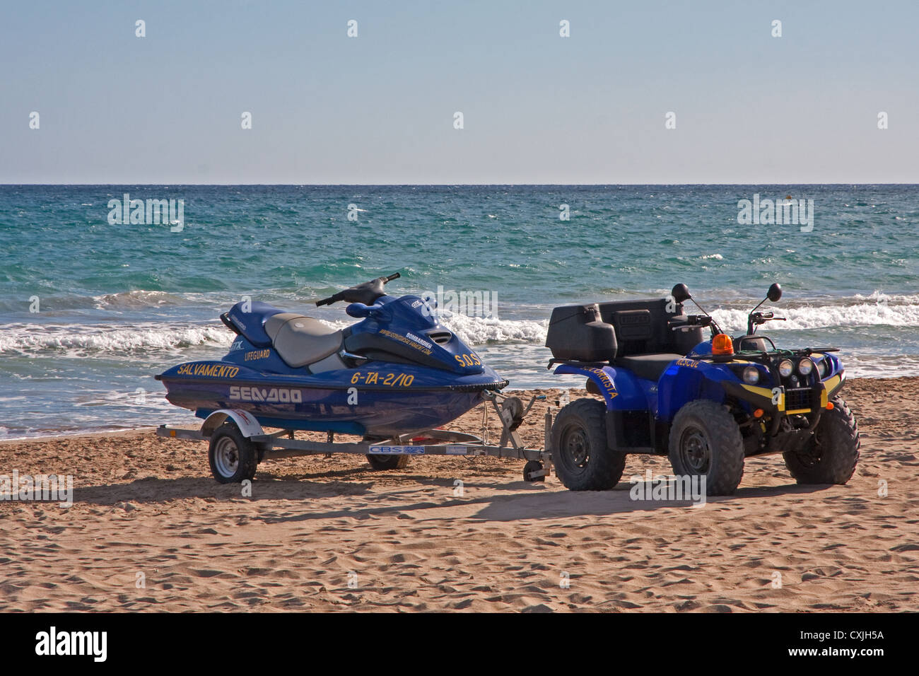 Yamaha powered quad bike and Bombardeir jet-ski operated by lifeguards ...