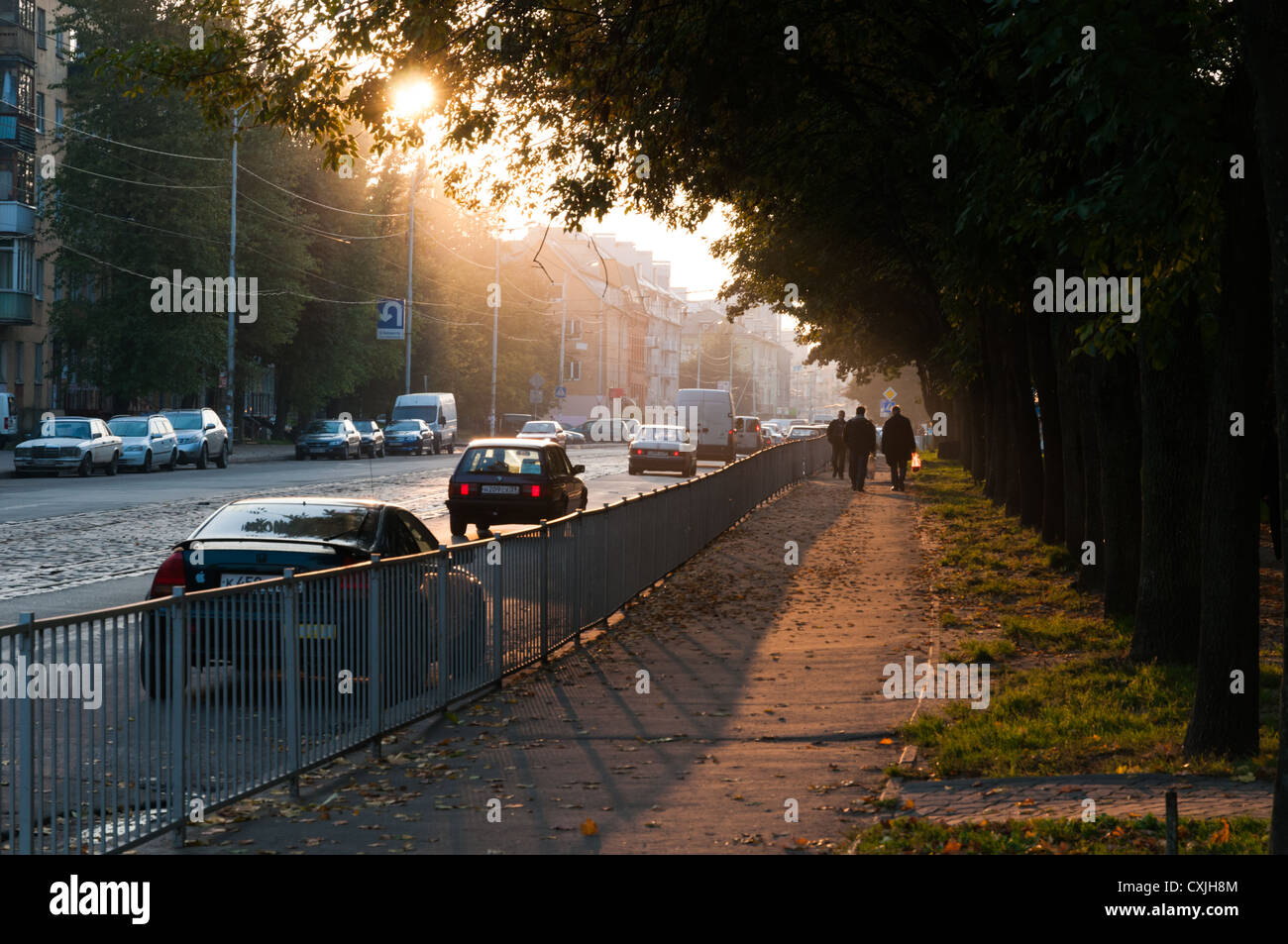 Evening street of Kaliningrad. Russia Stock Photo - Alamy