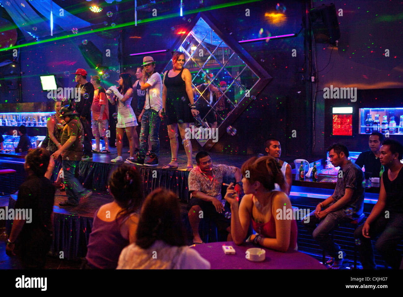 Late night party in a night club in Kuta, Bali, indonesia frequented by ...