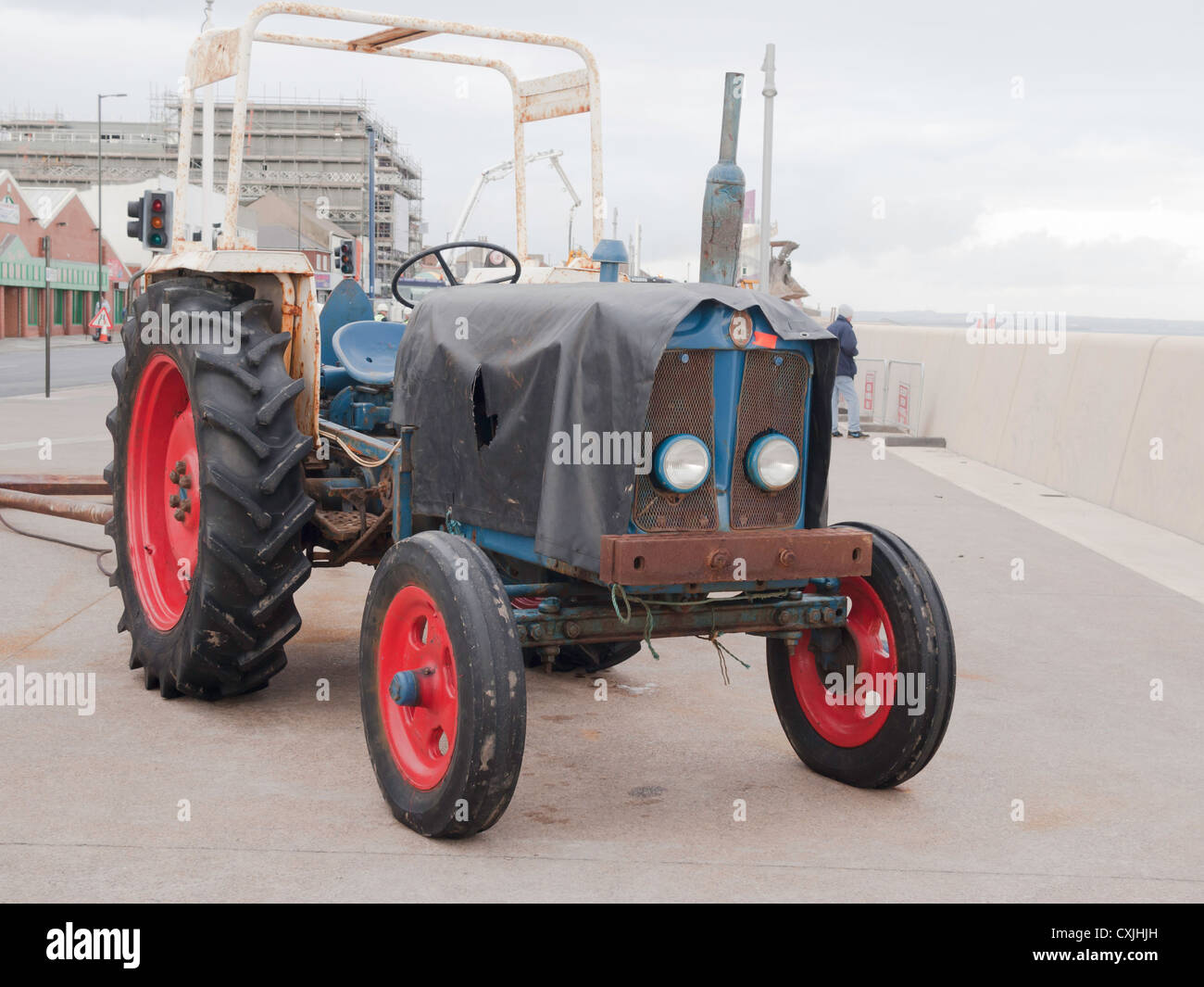 Fisherman's tractor for launching a boat from the beach parked on the ...