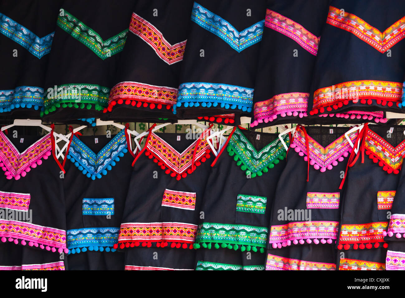 Traditional Hill-Tribe Clothes on a Market in the Hmong Village Meo Doi ...