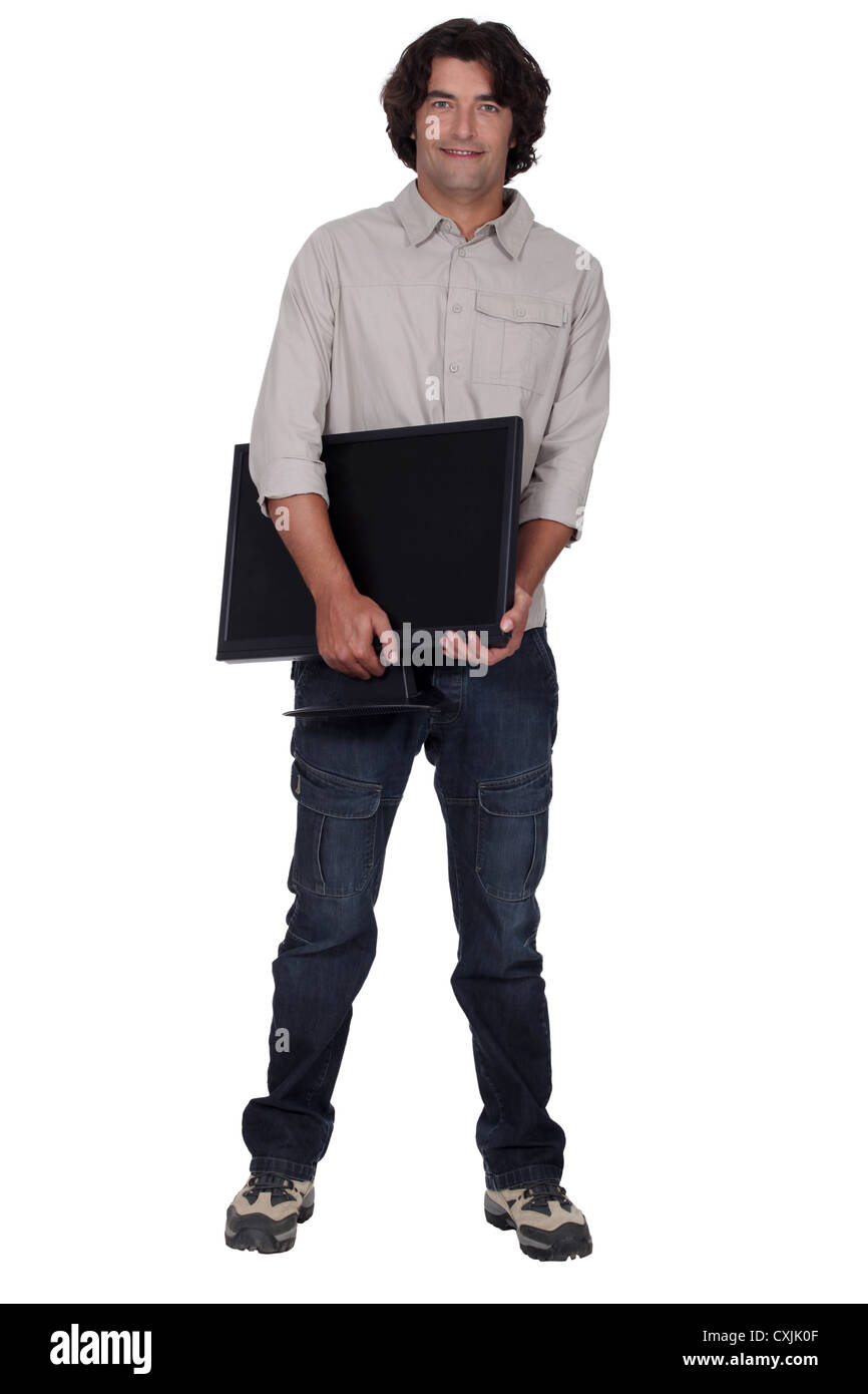 Man carrying computer monitor hi-res stock photography and images - Alamy