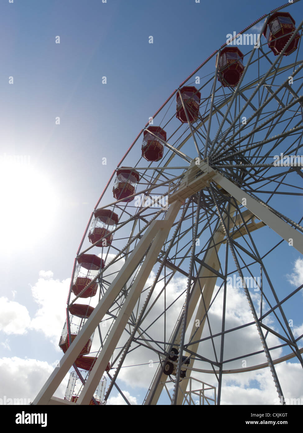 The large Ferris Wheel at Folly Farm in Wales. Showing the enclosed ...