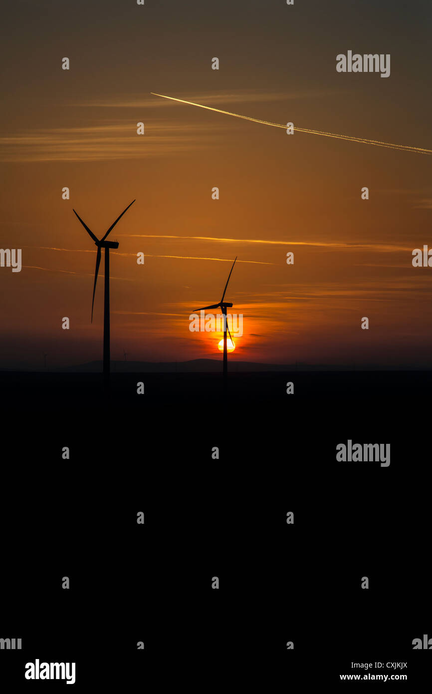 wind turbine sunset Stock Photo - Alamy