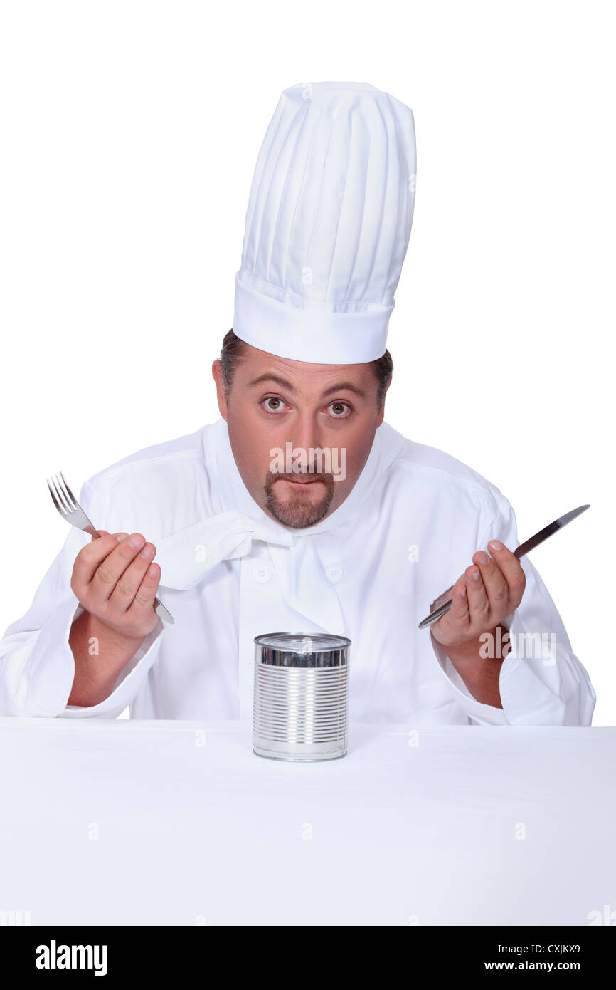 Cook with tin cans Stock Photo - Alamy