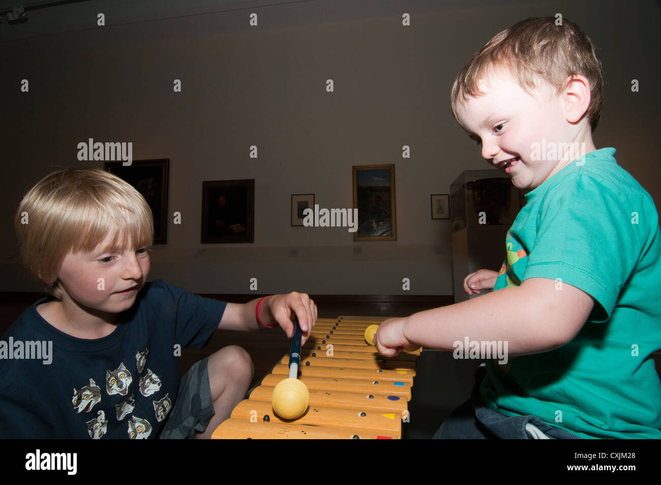 Two boys playing the glockenspiel Stock Photo - Alamy