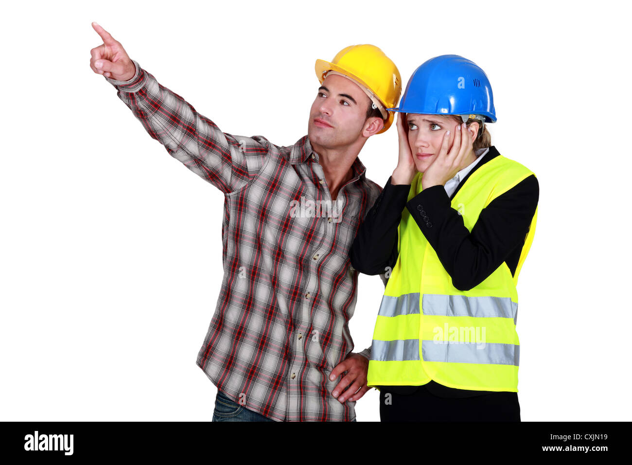 Architect and foreman looking at a problem Stock Photo - Alamy