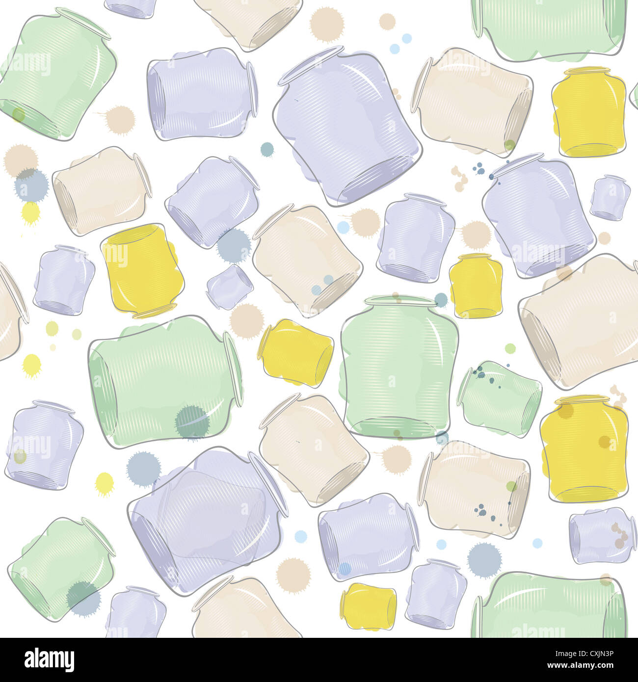 Water color jars seamless background vector illustration Stock Photo ...