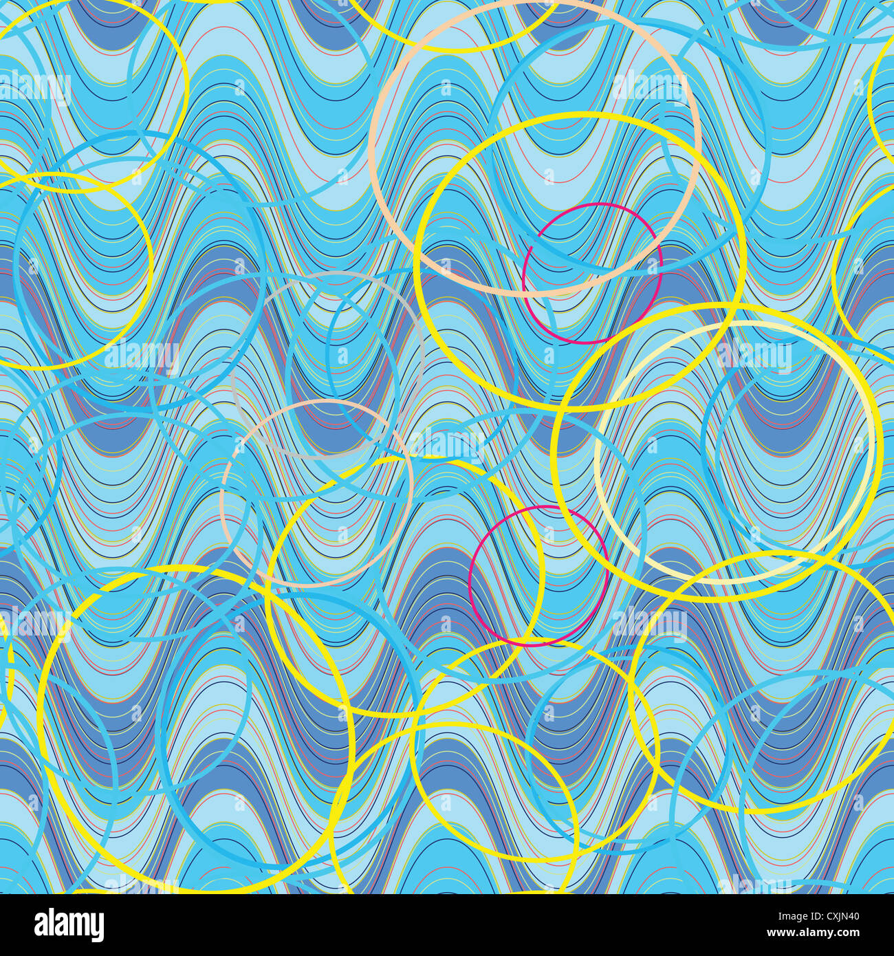 illustration of wave and circle seamless pattern Stock Photo - Alamy