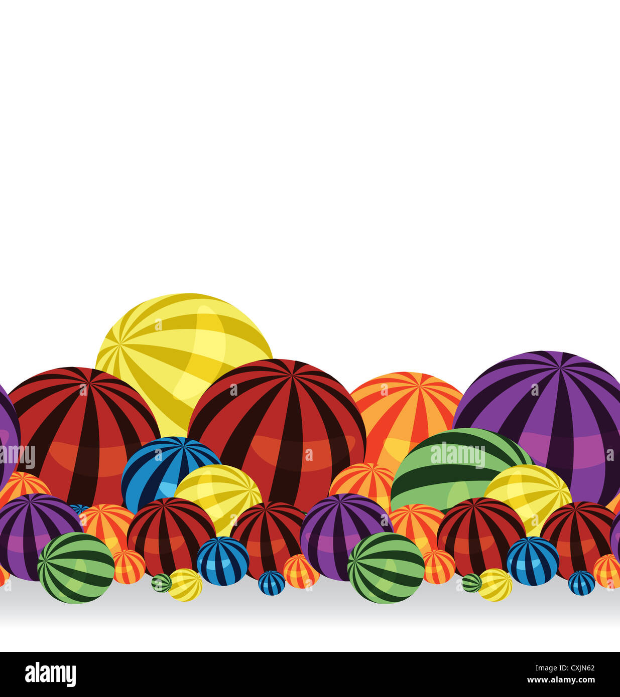 Vector illustration of many colorful balls horizontal seamless border ...