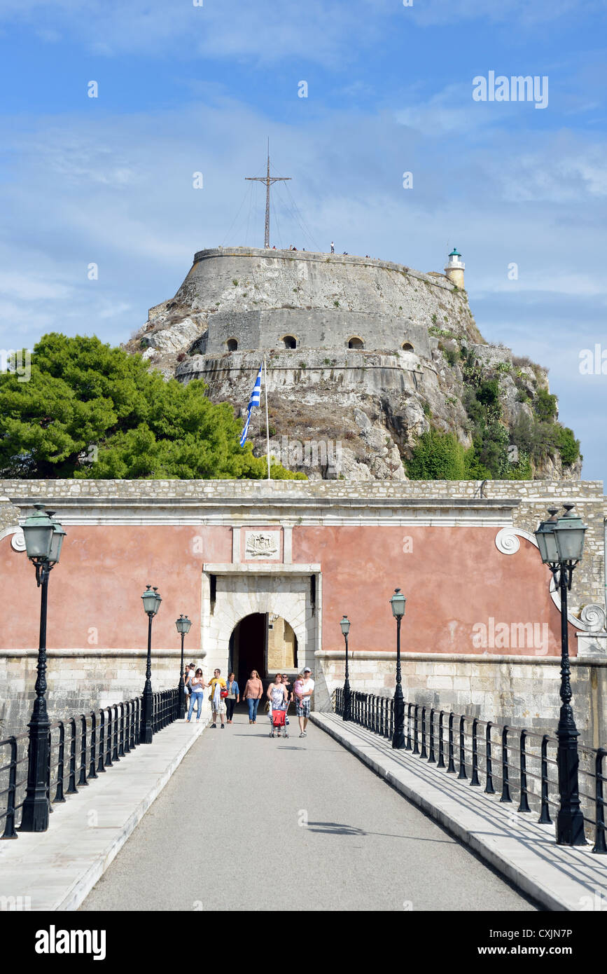 Walkway to Paleo Frourio (Old Fortress), Corfu Old Town, Kerkyra, Corfu ...