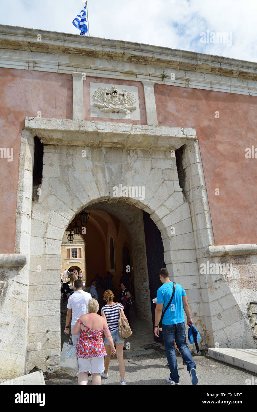 Entrance gate to Paleo Frourio (Old Fortress), Corfu Old Town, Kerkyra ...