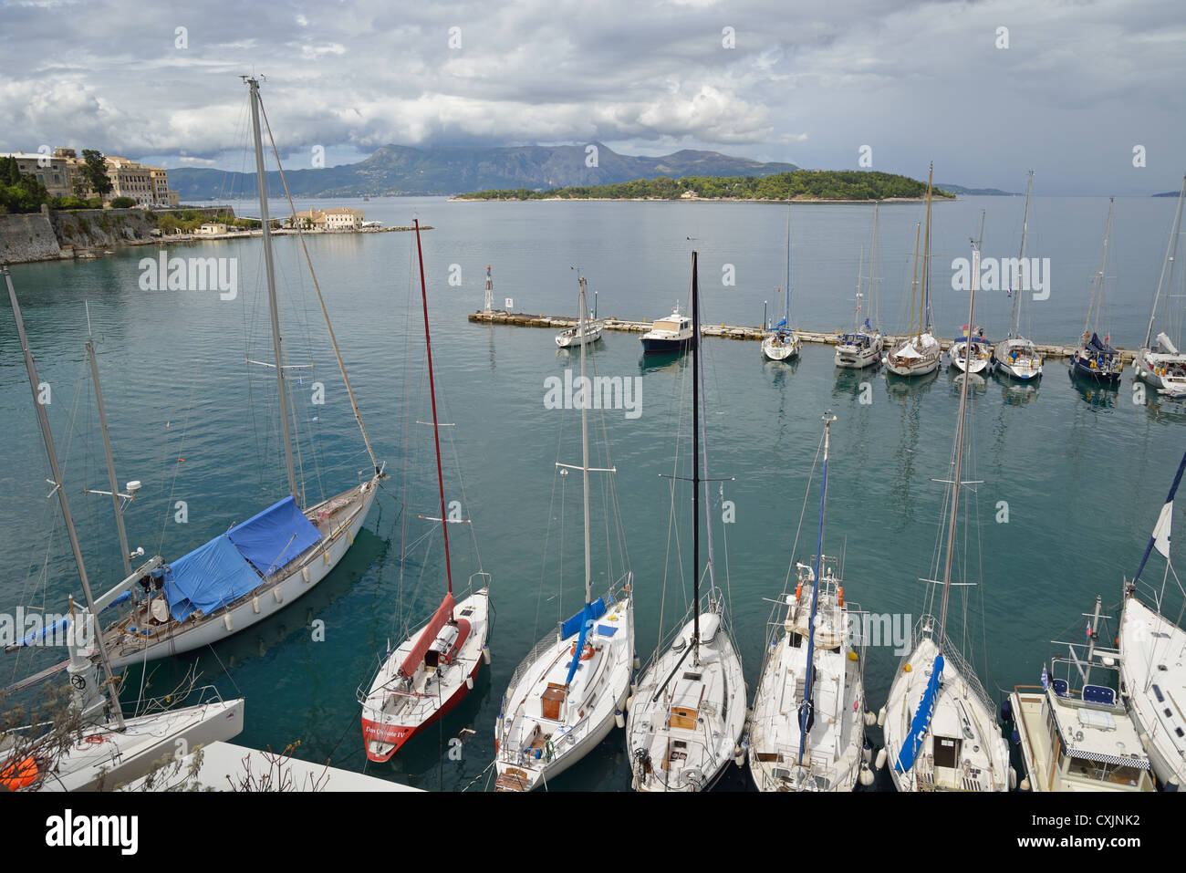 Boat harbour by Paleo Frourio (Old Fortress), Corfu Old Town, Kerkyra ...