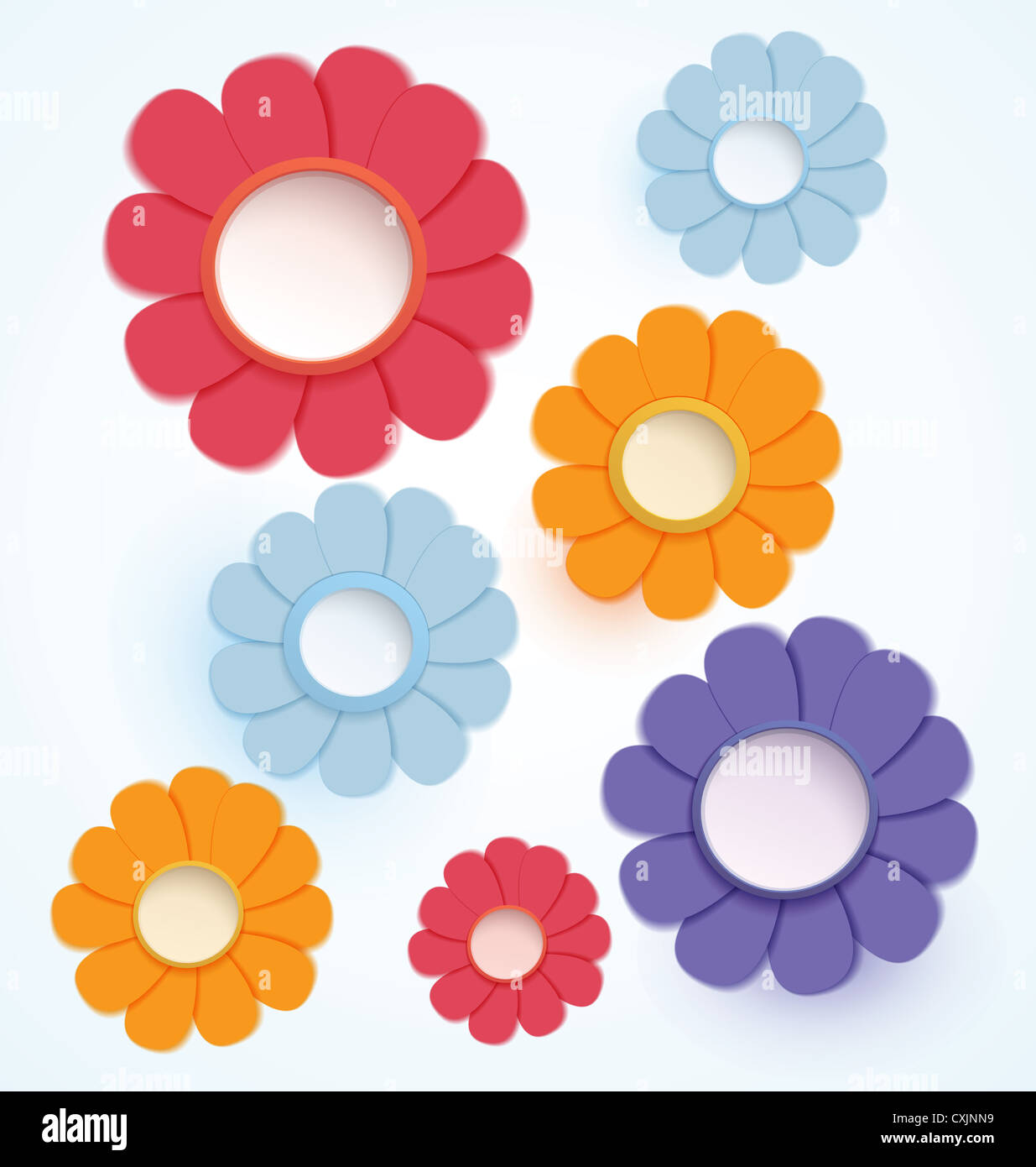 Vector illustration paper crafted colorful daisy flowers Stock Photo ...