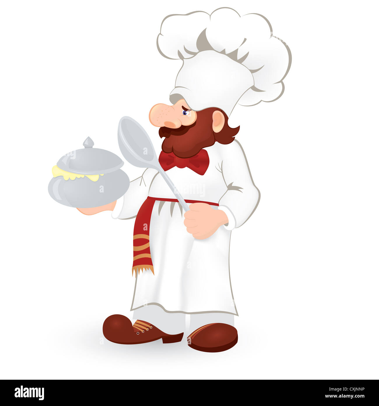 Cook in white uniform cartoon character raster illustration Stock Photo ...