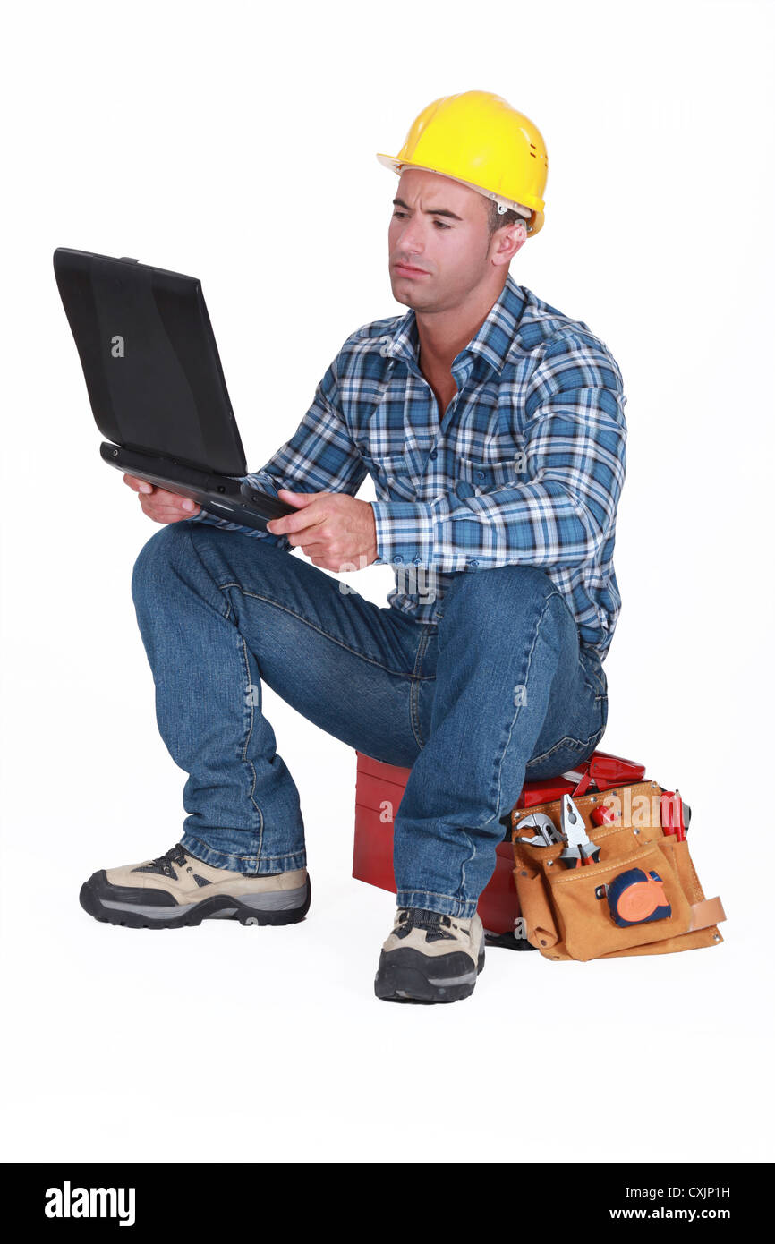 Man check email computer Cut Out Stock Images & Pictures - Alamy