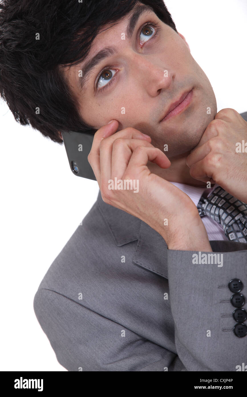 Young man drifting off into space Stock Photo - Alamy