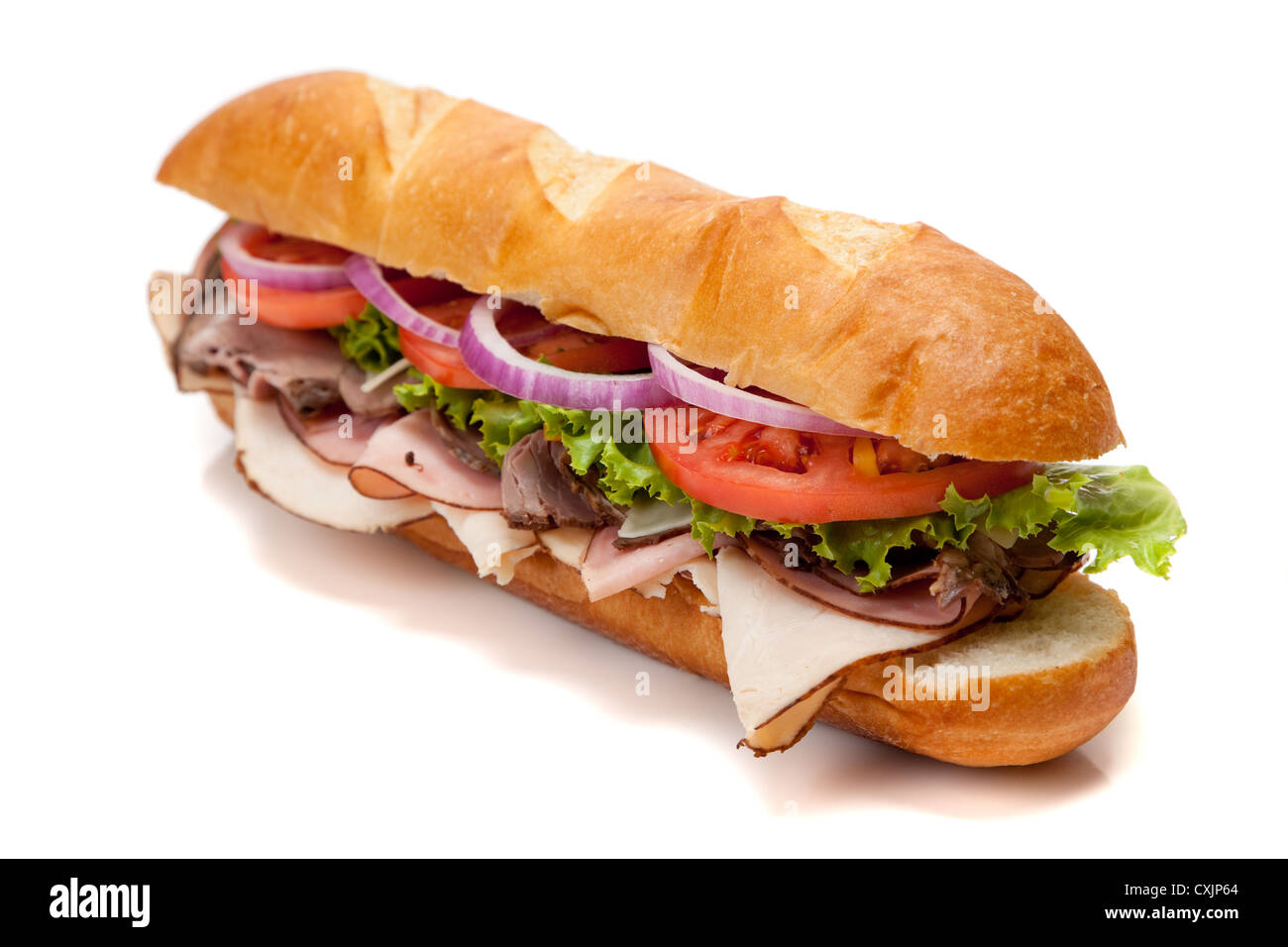 Submarine sandwich on a white background Stock Photo - Alamy