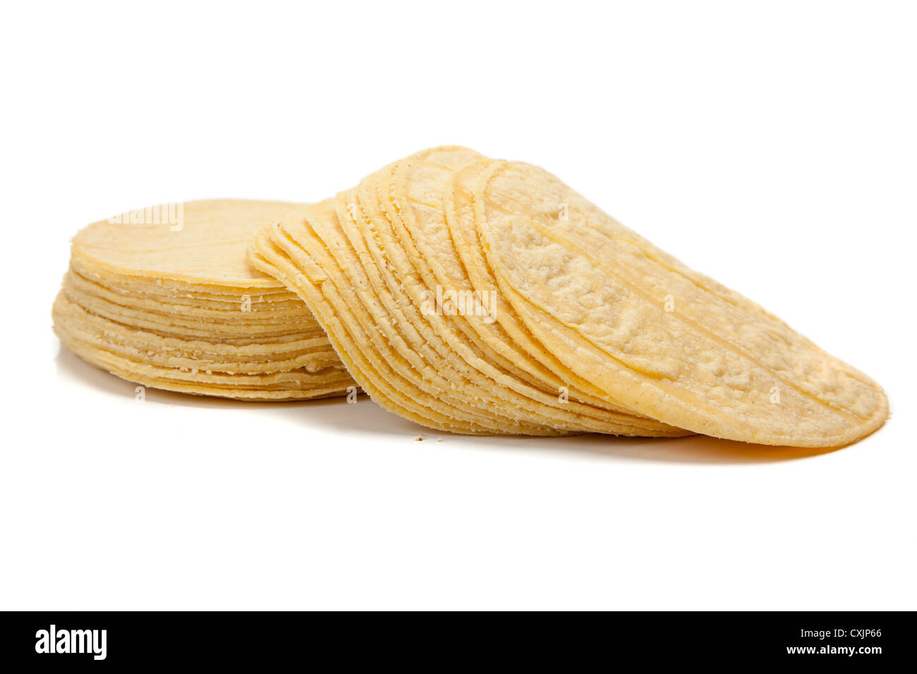 Stack of Mexican corn tortillas on a white background Stock Photo - Alamy