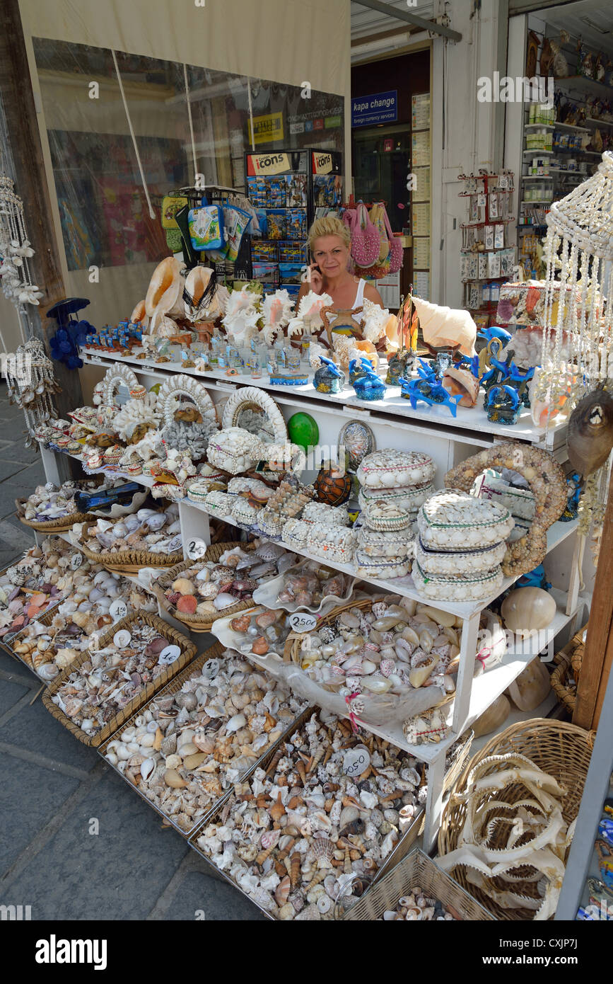 Shop selling collection of sea shells in Old Town, Chania, Chania ...