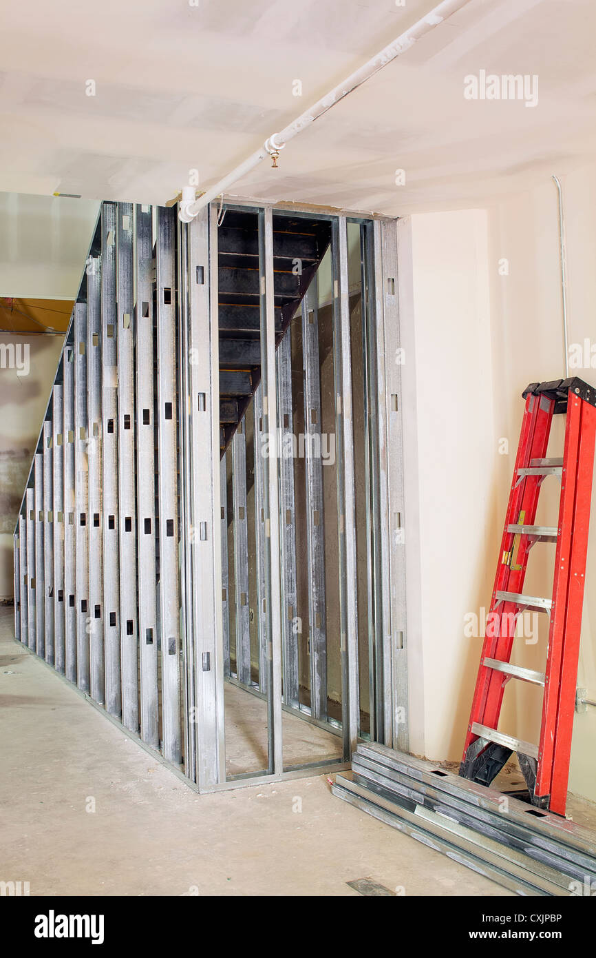Metal Studs Framing for Staircase in Commercial Retail Space Stock ...