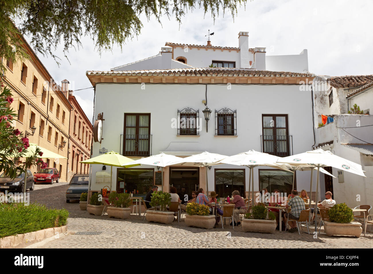 Street Cafe Inside the Ancient Fortress Ronda Spain Stock Photo - Alamy