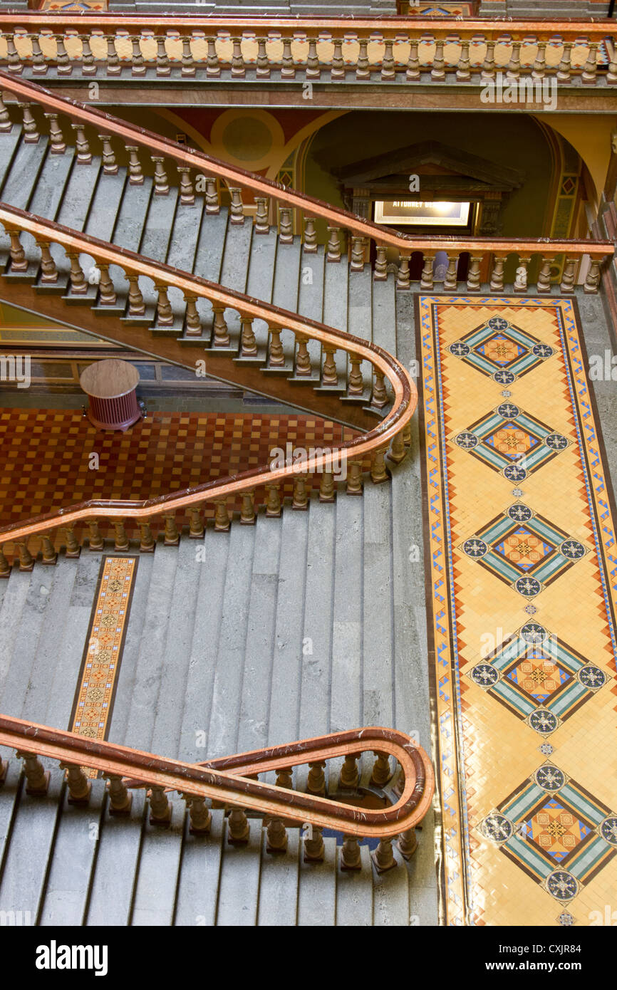 Beautiful staircase and tilework inside the Iowa state capitol building ...
