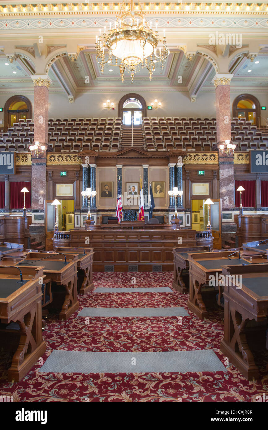 Aisle down the center of the Senate chamber in the Iowa state capitol ...